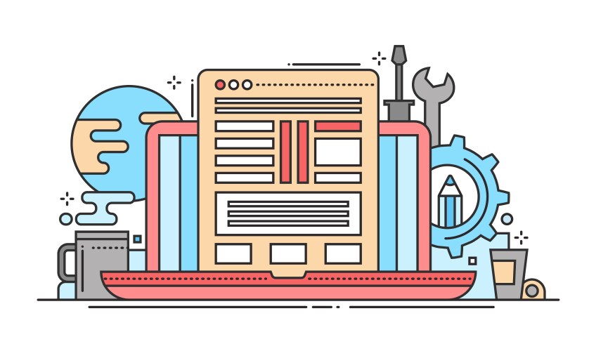 Website Coding Programming Development Typing Vector Image