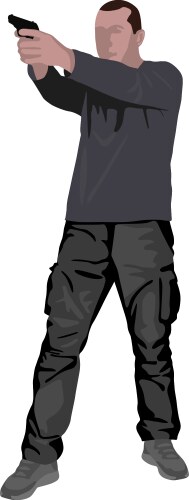 Tactical shooting warrior cartoon Royalty Free Vector Image