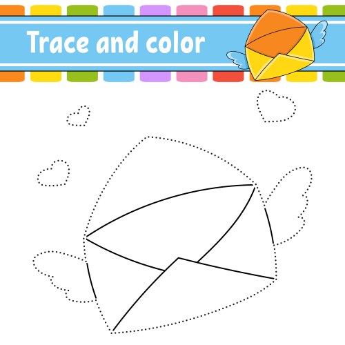 Trace and color coloring page for kids Royalty Free Vector