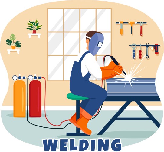 Welding service with professional welder job weld Vector Image