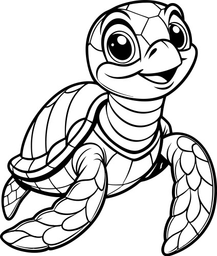 Baby sea turtle coloring page Royalty Free Vector Image