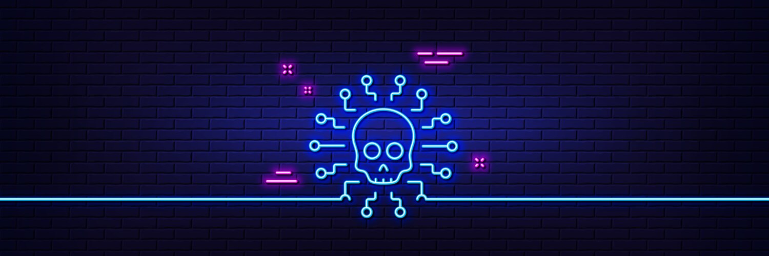 Cyber attack line icon ransomware threat sign Vector Image