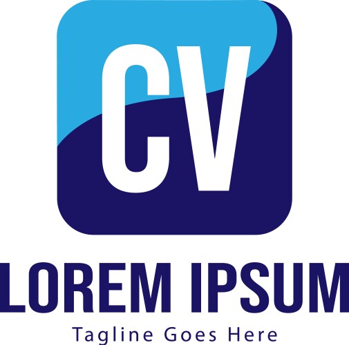 Initial cv logo template with modern frame Vector Image