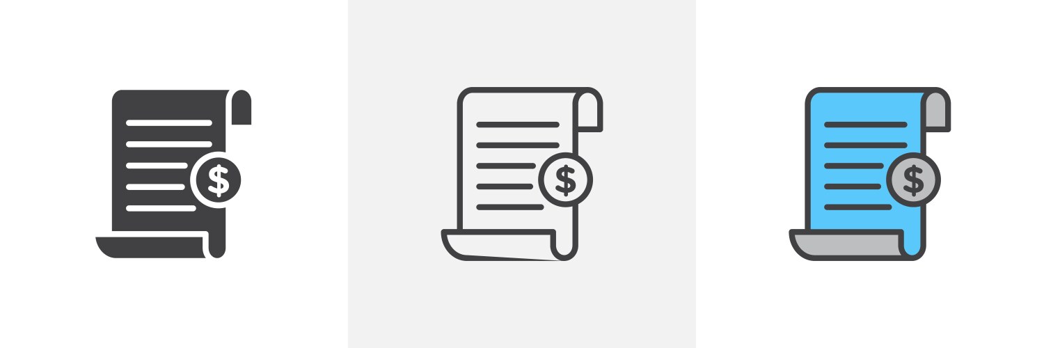 Invoice icon set on white background Royalty Free Vector