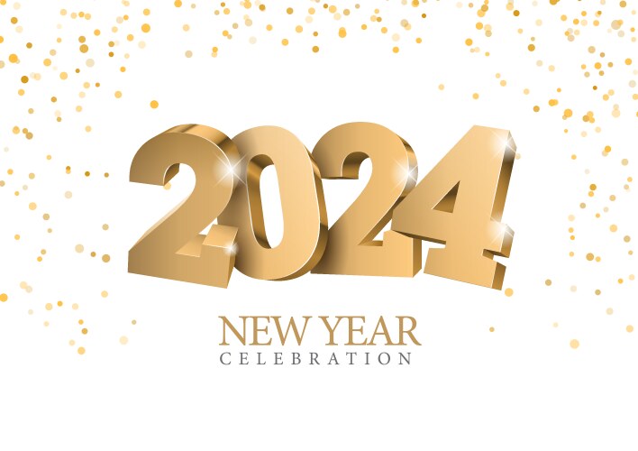 Gold text design 2024 golden 3d numbers Royalty Free Vector