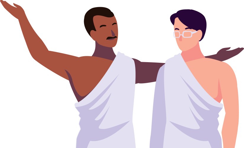Men pilgrim hajj on white background Royalty Free Vector