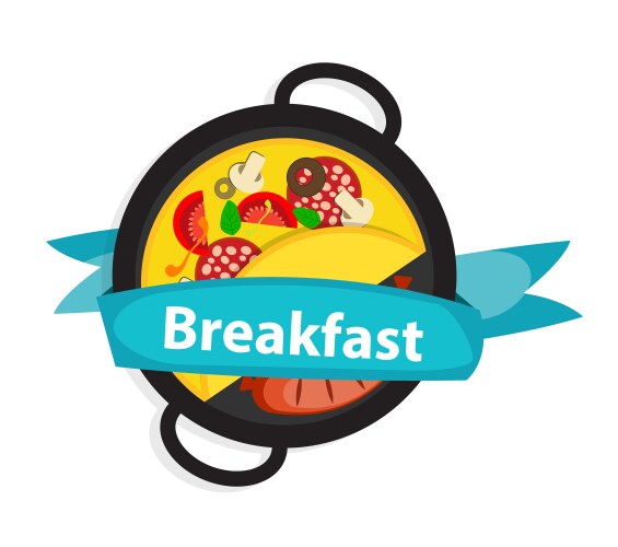 Breakfast icon set in modern flat style Royalty Free Vector