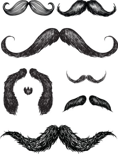 Hand drawn mustache set Royalty Free Vector Image