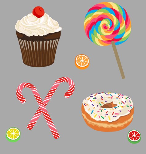 Cupcakes with raspberries donut chocolate 3d Vector Image