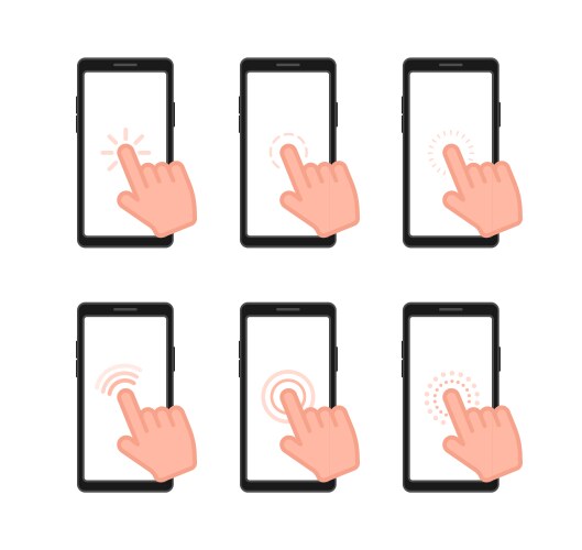Set of touch screen gestures for smartphone Vector Image