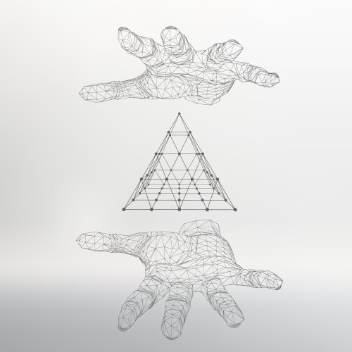 Triangle pyramid on the arm hand holding Vector Image