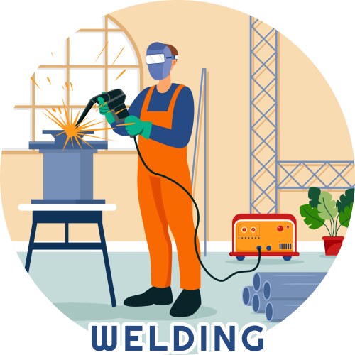 Welding service with professional welder job weld Vector Image