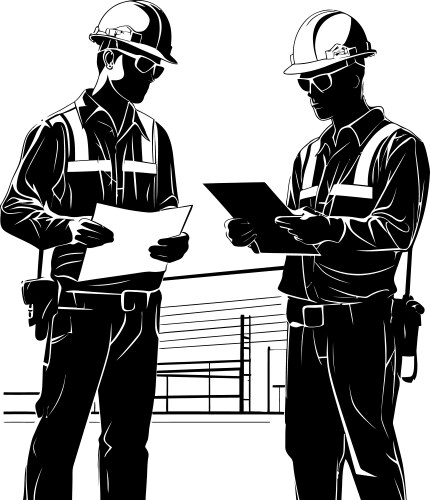 Engineering partners duo and blueprint logo Vector Image