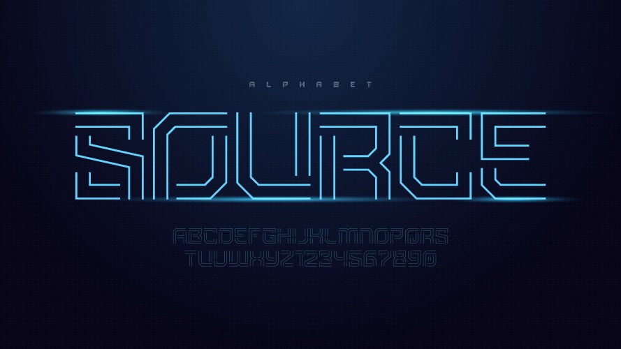 Technology abstract neon font and alphabet techno Vector Image