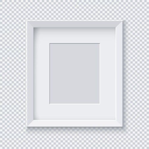 Realistic white picture frame on transparent Vector Image