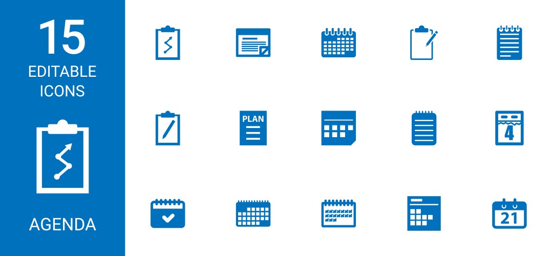 Agenda icons Royalty Free Vector Image - VectorStock