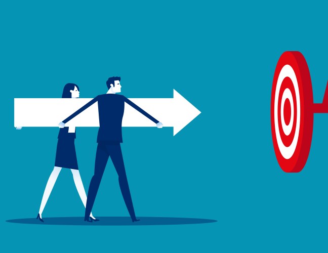 Business person catch an arrow to hit the target Vector Image