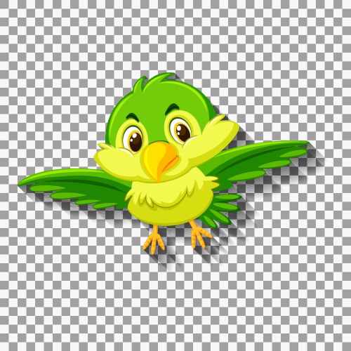 Cute green bird cartoon character Royalty Free Vector Image