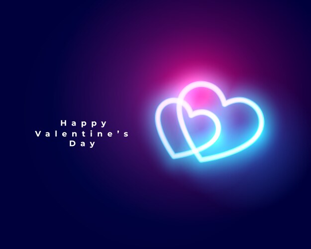 Romantic neon hearts glowing on bokeh background Vector Image