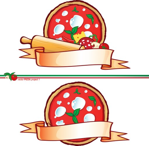 Italian pizza logo or label happy cook Royalty Free Vector