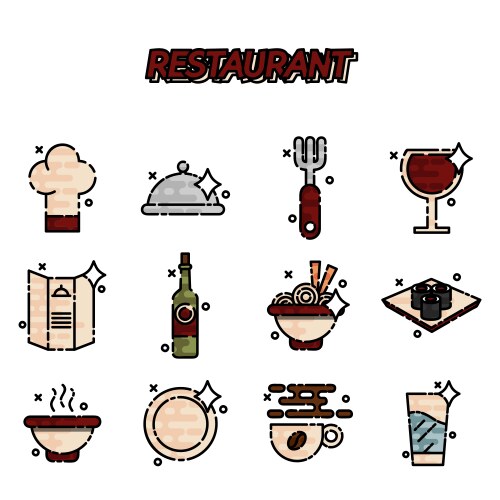16 restaurant icon collection Royalty Free Vector Image