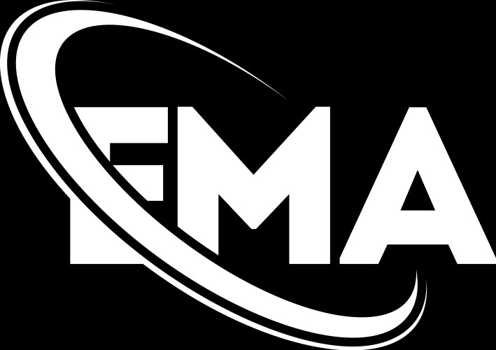 Ema letter logo design with polygon shape Vector Image