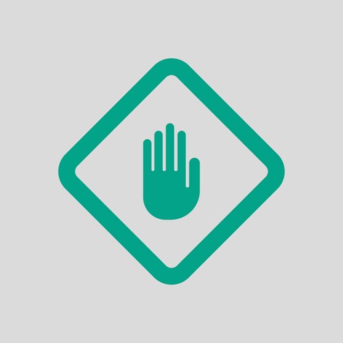 Hand stop warning sign blocking hazard Royalty Free Vector