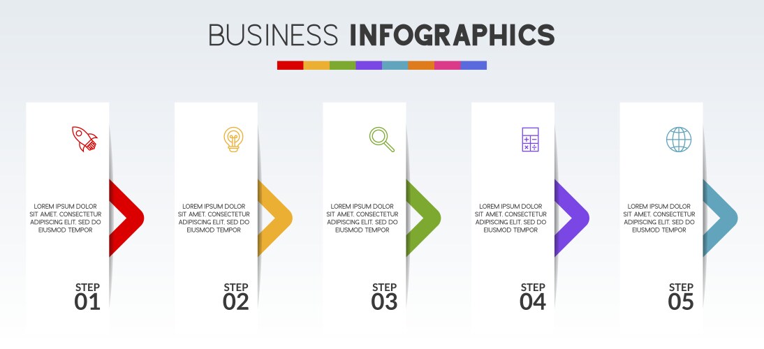 Infographics design template and icons with 5 Vector Image