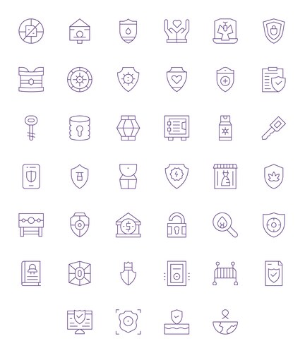 Safety & Security Icons - 40 Line Icons – Royalty-Free Vector | VectorStock