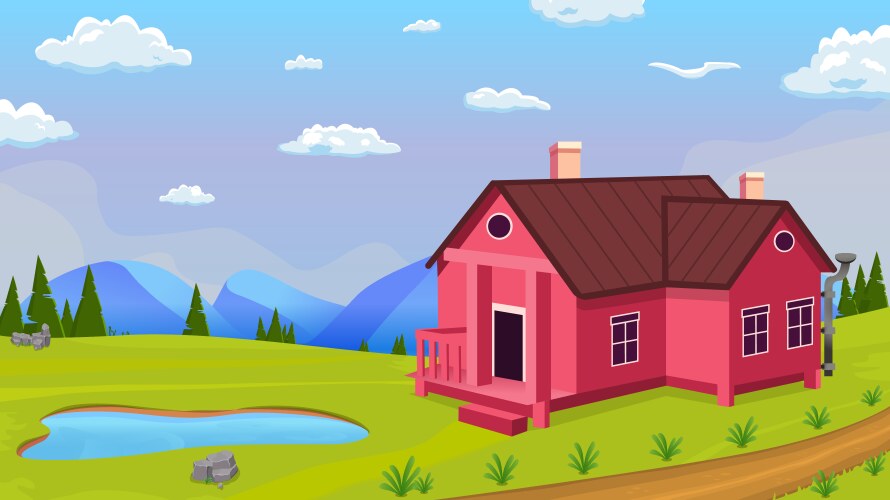 Beautiful village cartoon Royalty Free Vector Image