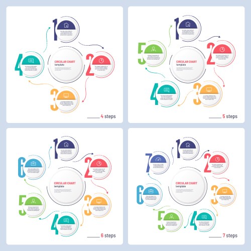 Four steps infographic process chart with circular
