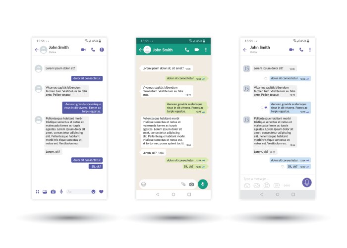 Messenger ui template social communication app Vector Image
