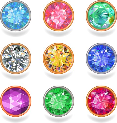 Popular colored outline jewelry gems cuts Vector Image