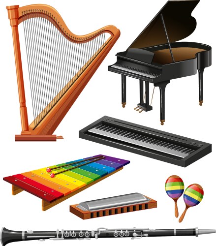 Wind instruments in sketch and cartoon style Vector Image