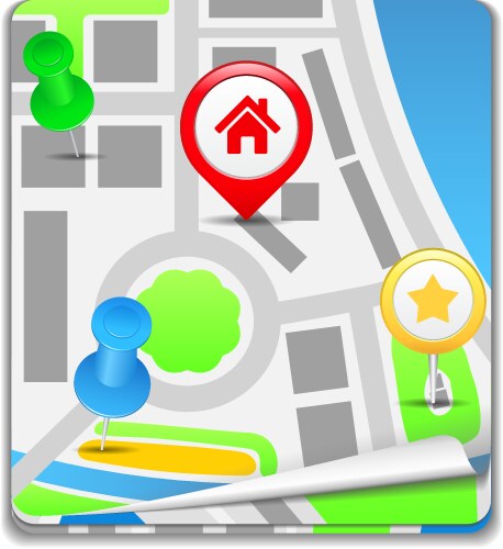 Map pins with numbers Royalty Free Vector Image