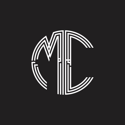 Ma logo monogram with piece circle ribbon style Vector Image