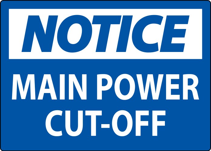 Danger sign main power cut-off Royalty Free Vector Image