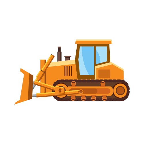 Cartoon wheel front loader bulldozer with shovel Vector Image
