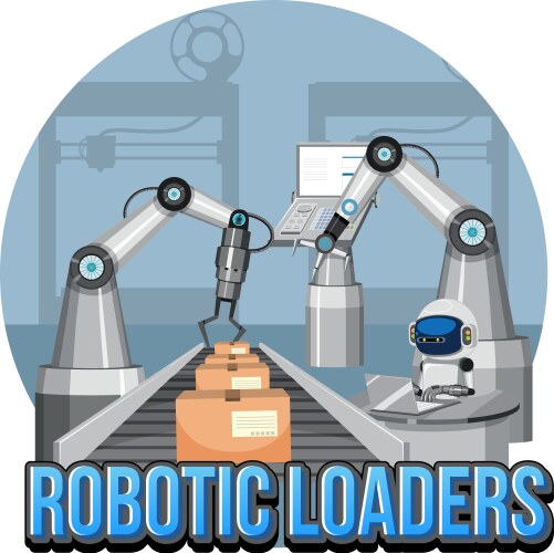 Packaging process concept with automation Vector Image