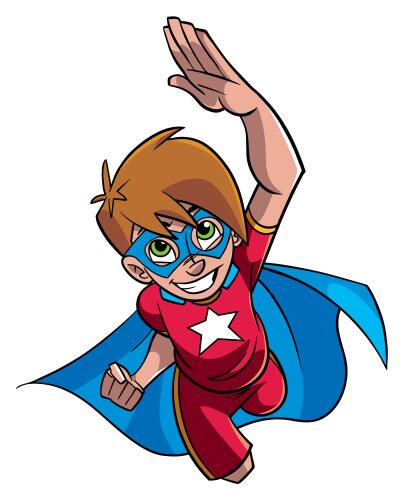 Cartoon superhero boy flying Royalty Free Vector Image