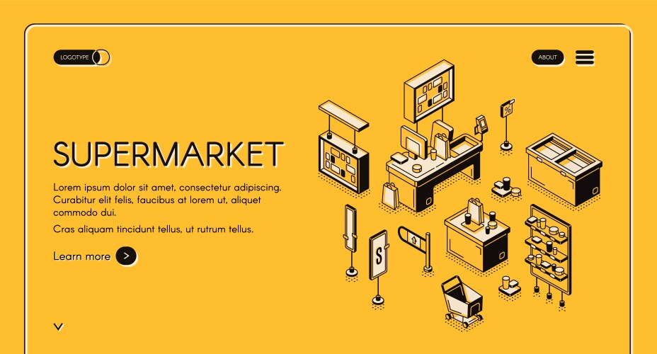 Supermarket isometric flowchart Royalty Free Vector Image