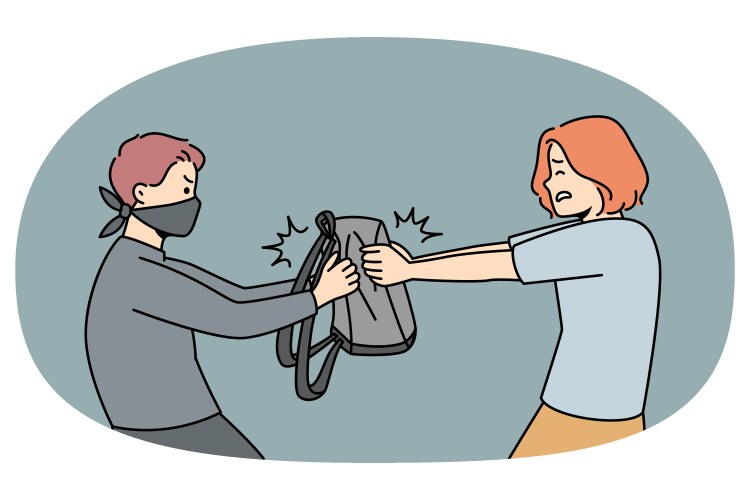 Cartoon rat thief stealing on the bag and running Vector Image