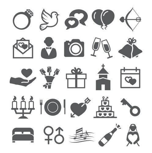 Wedding icons set Royalty Free Vector Image - VectorStock