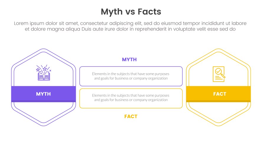 Fact vs myth comparison or versus concept Vector Image