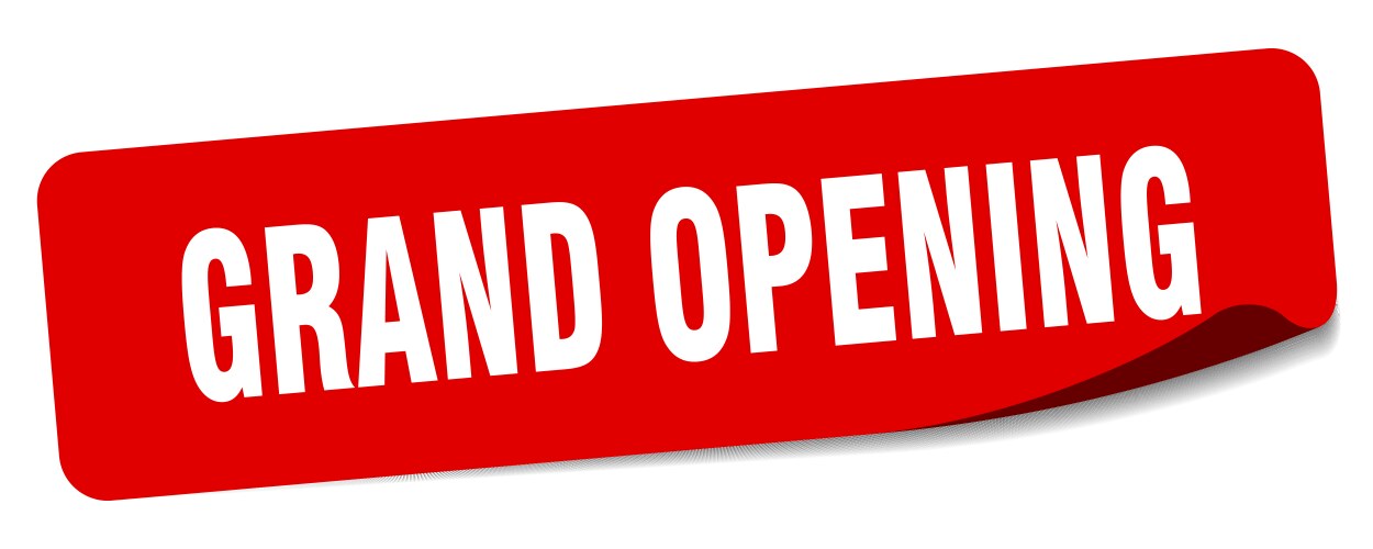 Grand opening sticker label Royalty Free Vector Image