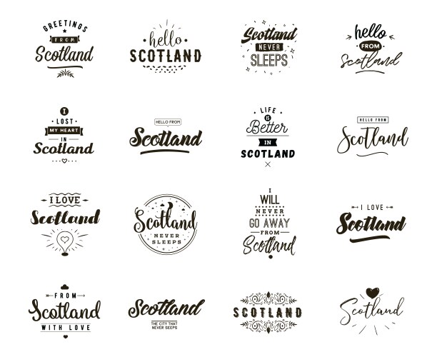 Greeting cards design isolated logos typography Vector Image