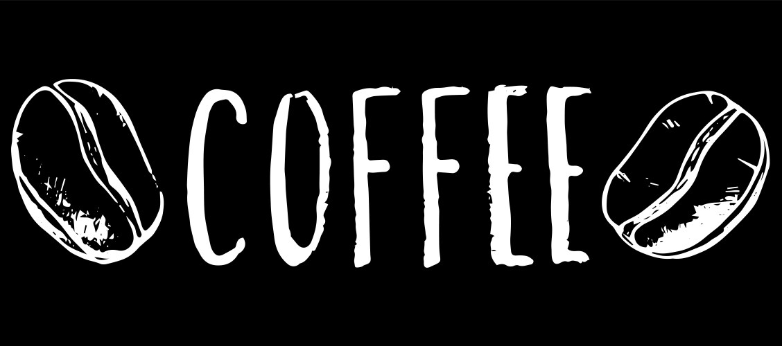 Coffee beans white chalk on black background Vector Image
