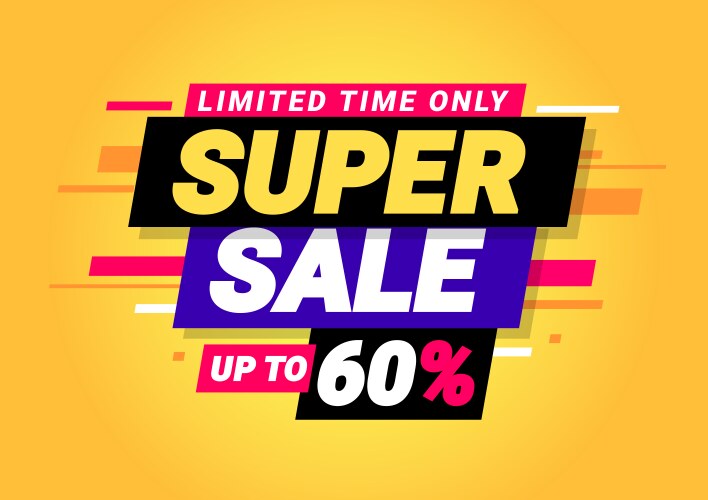 Super sale special offer banner 50 off discount Vector Image