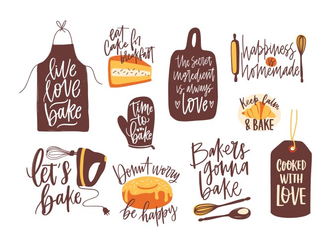 Collection of lettering written with cursive font Vector Image