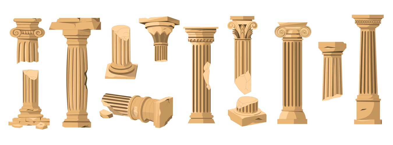 Greek pillars roman ancient columns from 3d Vector Image
